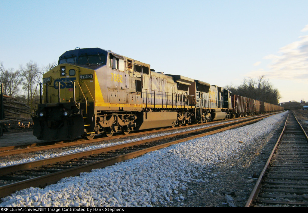 Dusk shot of Herzog Railroad Contractors ballast train tied down for the night in West Point Siding.